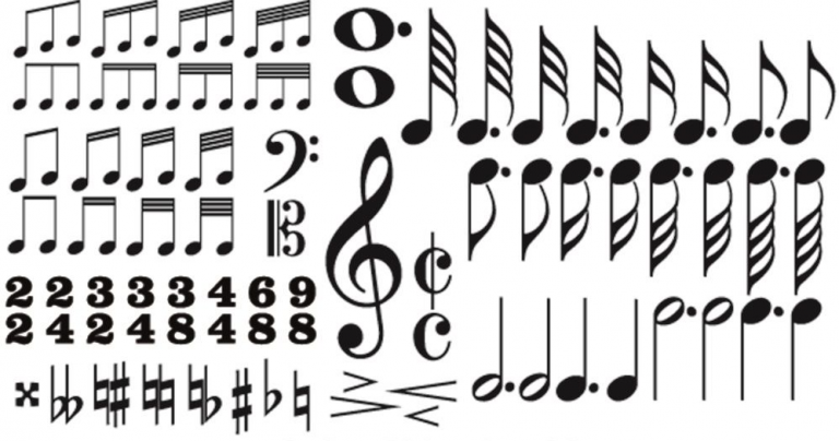 Musical figures on the staff. Value and measure